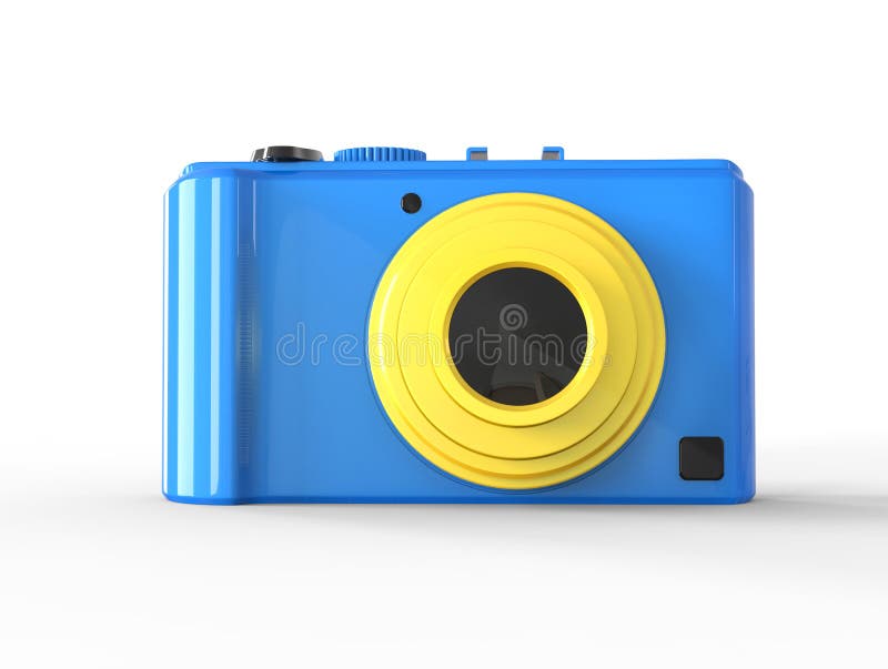 Blue Compact Digital Photo Camera - Front View Stock Illustration ...