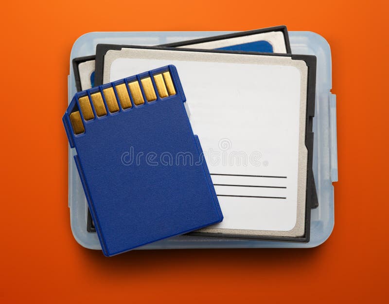 Blue compact memory cards stock photo. Image of information - 54136498