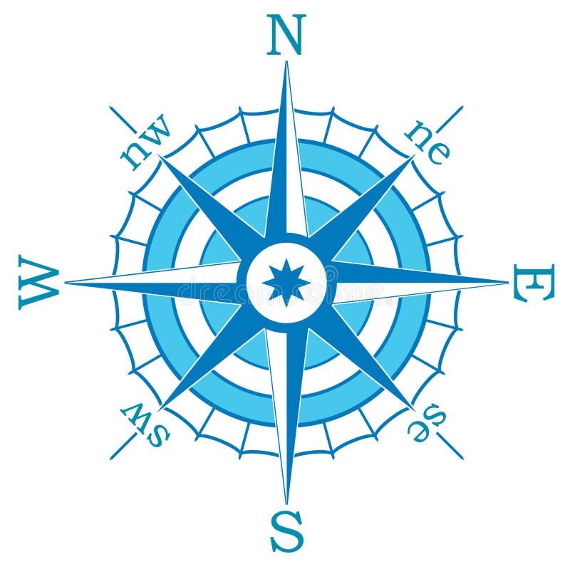 Blue compass stock vector. Illustration of star, east - 12978535