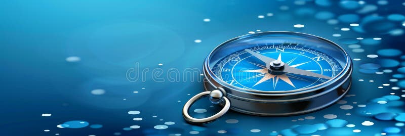 Blue Compass on Abstract Background Navigation, Guidance, and Direction ...