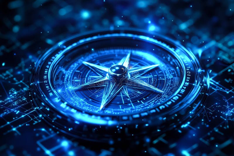 A Blue Compass on a Blue Background Stock Illustration - Illustration ...
