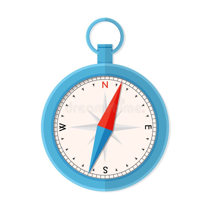 Blue Compass Flat Vector Illustration Stock Vector - Illustration of ...