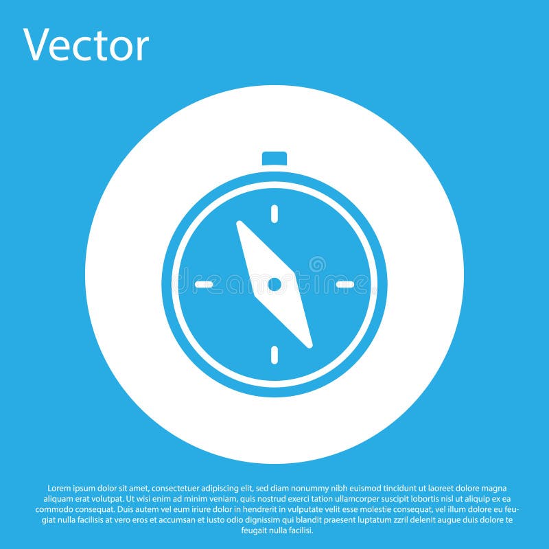 Blue Compass Icon Isolated on Blue Background. Windrose Navigation ...