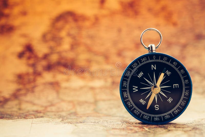 The Blue Compass is Placed on the World Map Stock Image - Image of ...