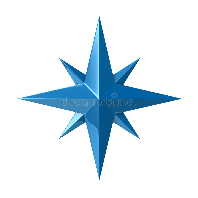 Blue Compass Rose 3d Illustration Stock Illustration - Illustration of ...