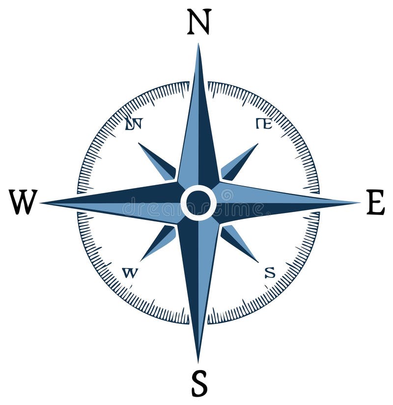 Blue Compass Rose Icon in Illustration Stock Vector - Illustration of ...