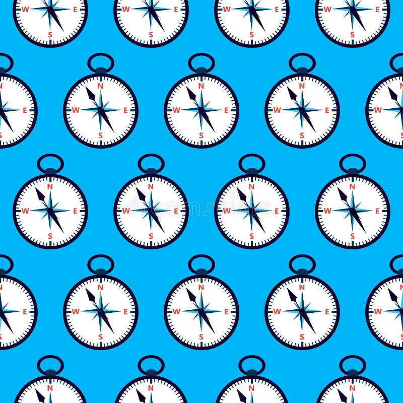 Blue Compass Seamless Pattern Stock Vector - Illustration of discovery ...