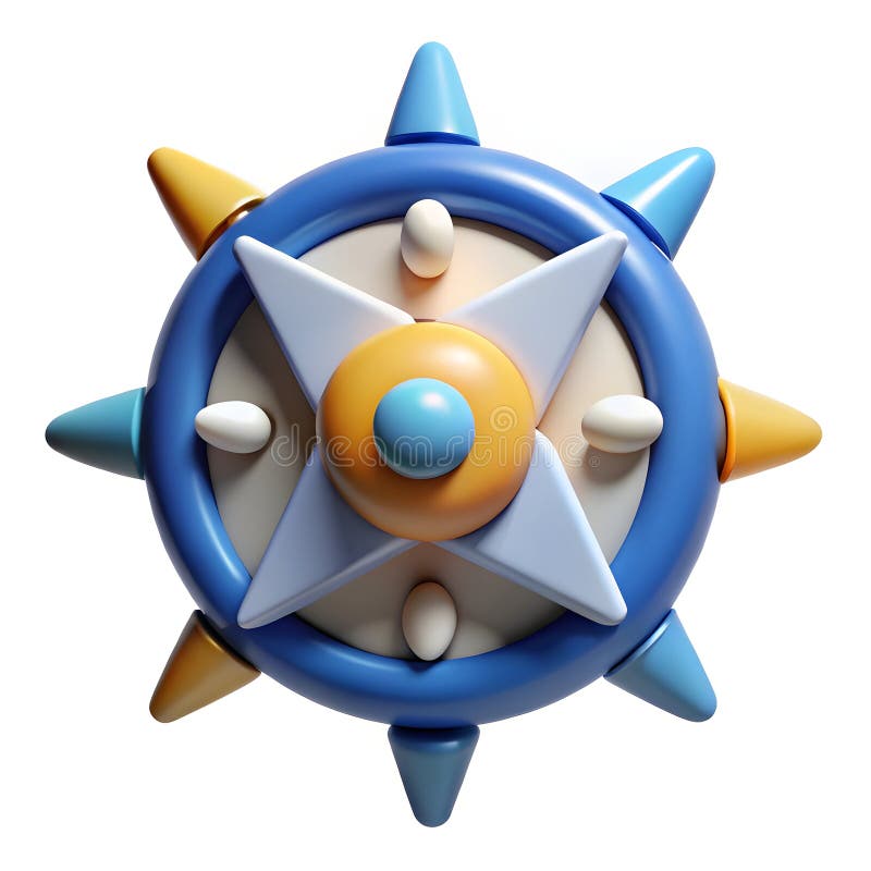 Blue Compass with Yellow Orange and Light Blue Directional Points Stock ...