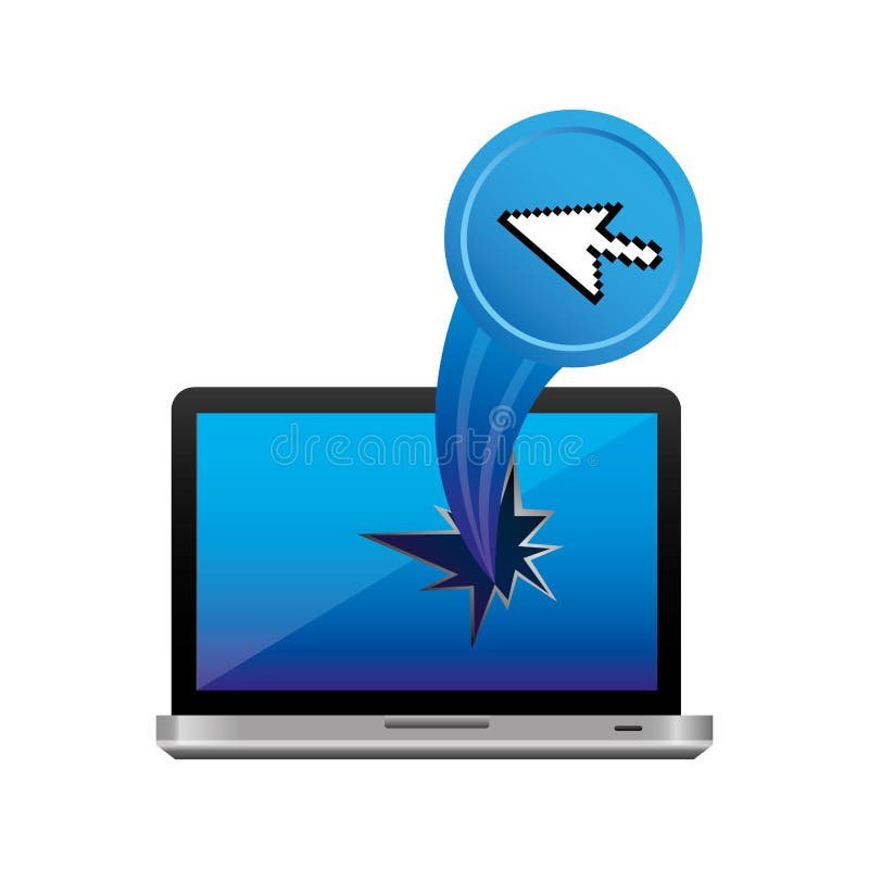 Blue Computer Arrow Cursor with Hole Icon Stock Illustration ...