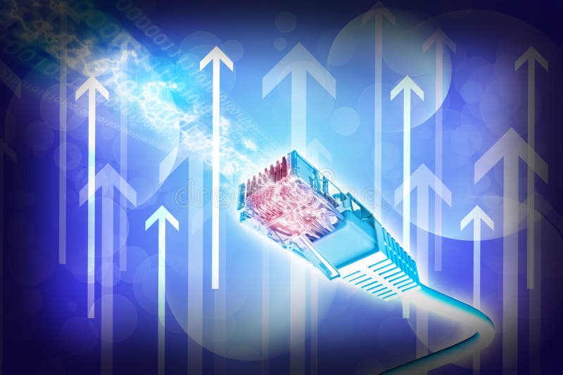 Blue Computer Cable with Arrows Stock Illustration - Illustration of ...