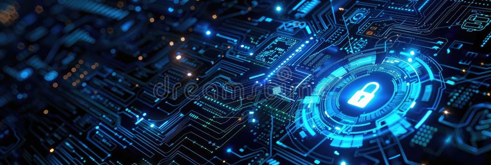 A Blue Computer Chip with a Blue Lock Symbol on it by AI Generated ...