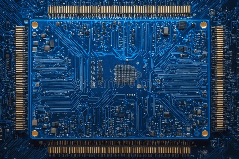 Blue Computer Chip on Motherboard Stock Illustration - Illustration of ...