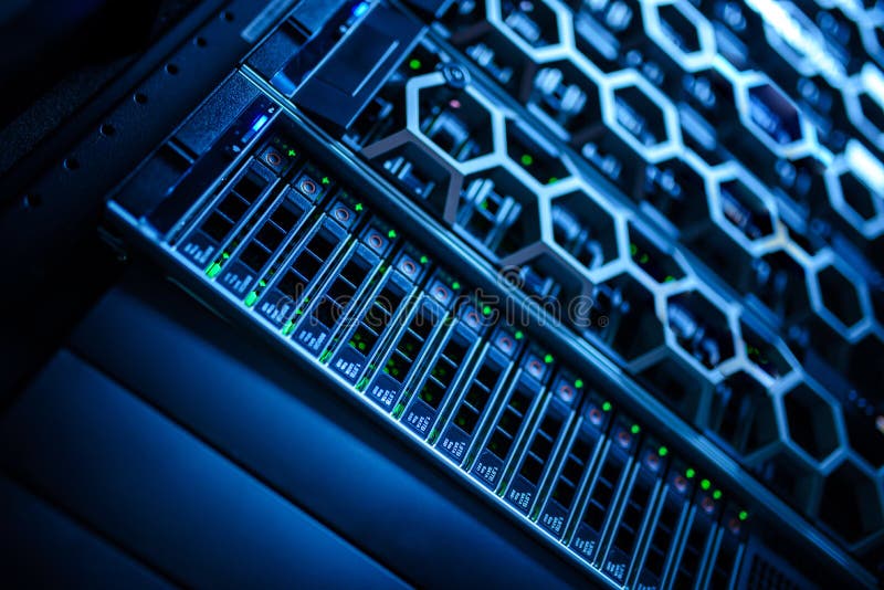 Blue computer data server stock photo. Image of closeup - 246608000