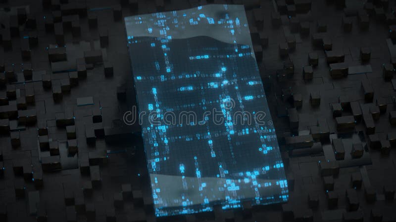 Blue Computer Digital Code 3D Render Stock Illustration - Illustration ...