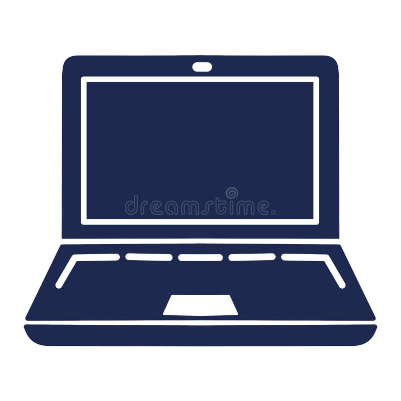 Blue Computer Work Icon on Isolate Stock Illustration - Illustration of ...