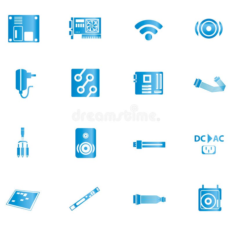 Blue computer icons stock vector. Illustration of port - 36802369