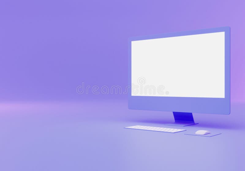 Blue Computer Monitor Mockup Design Stock Illustration - Illustration ...