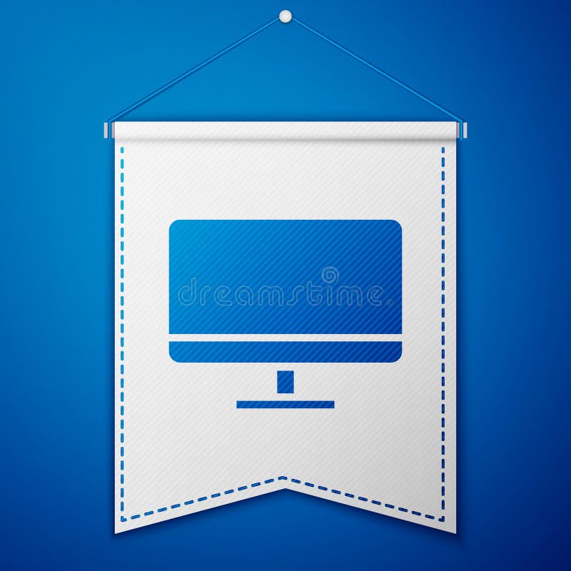 Blue Computer Monitor Screen Icon Isolated on Blue Background ...