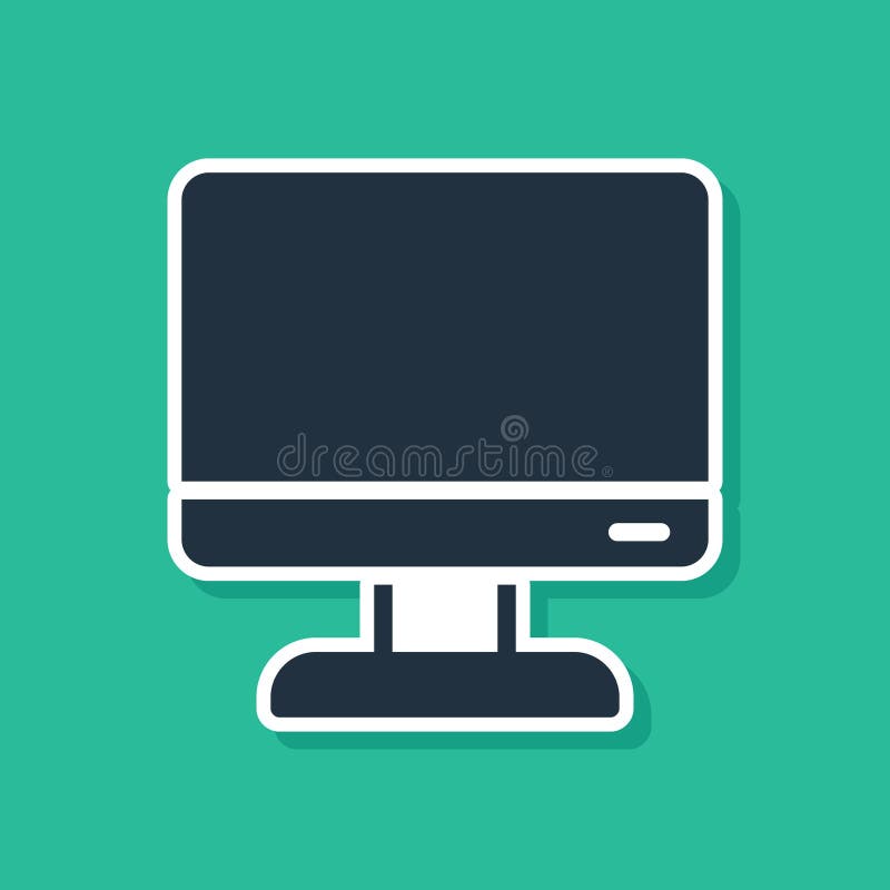 Blue Computer Monitor Screen Icon Isolated on Green Background ...