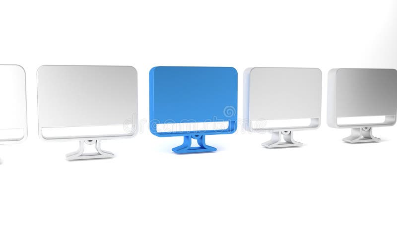 Blue Computer Monitor Screen Icon Isolated on White Background ...