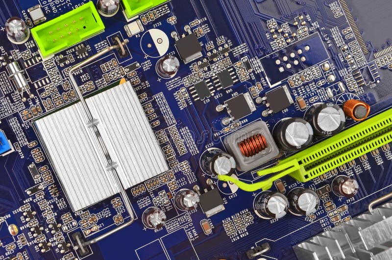 Blue computer motherboard stock image. Image of battery - 103617559
