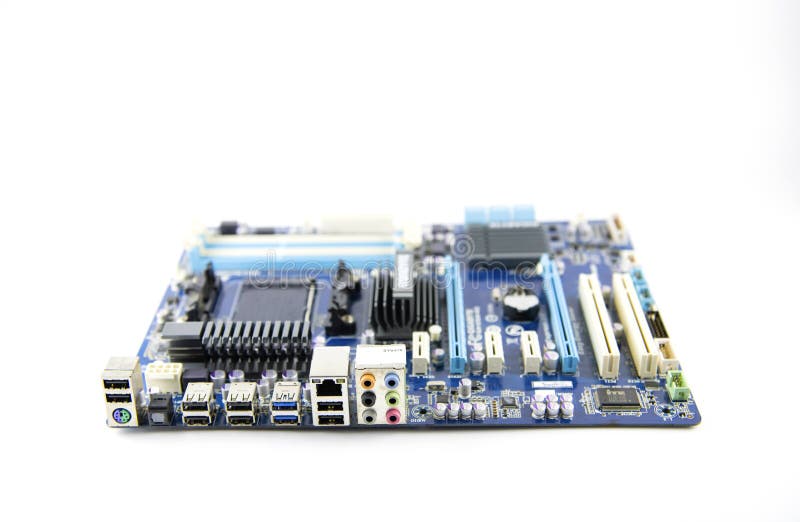Blue Computer Motherboard Close Up Electronic Stock Image - Image of ...