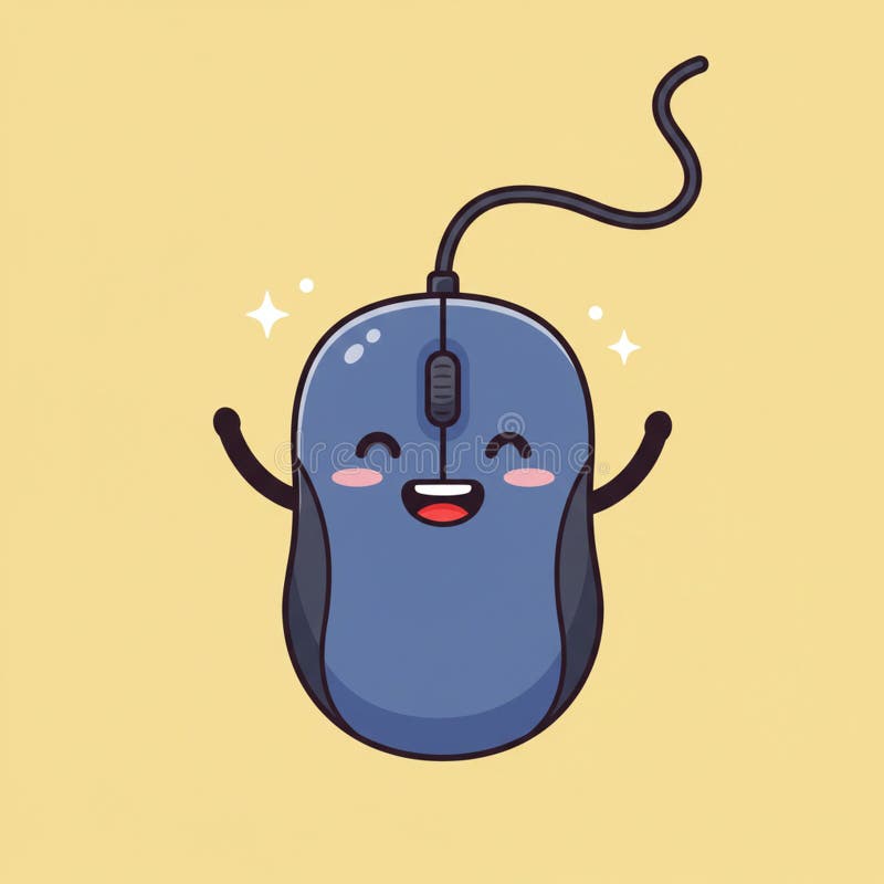 Blue Computer Mouse with a Cute, Animated Face and a Joyful Expression ...