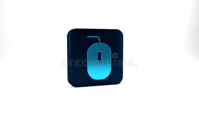 Blue Computer Mouse Gaming Icon Isolated on Grey Background. Optical ...
