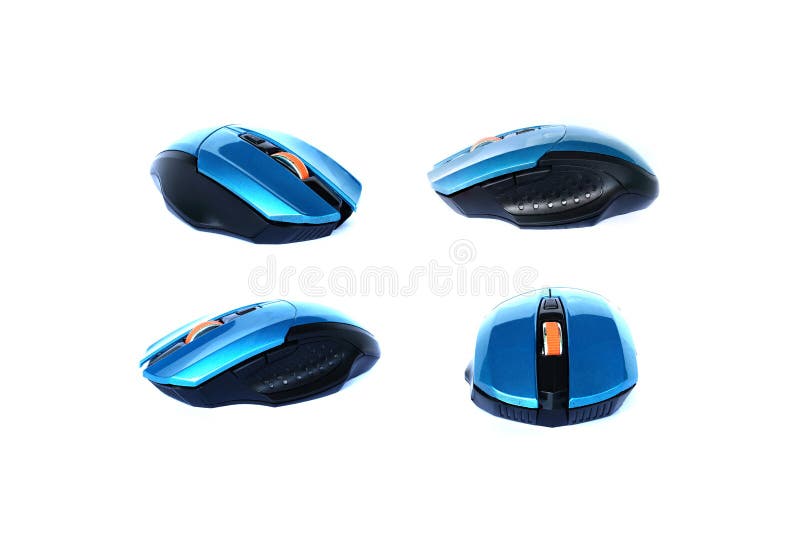 Blue Computer Mouse on Isolated Stock Photo - Image of wireless ...
