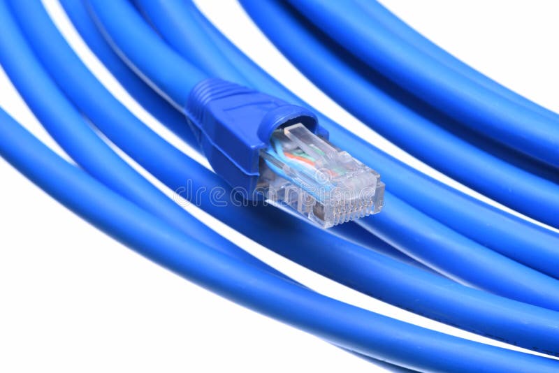 Blue Computer Network Cable with Plug Stock Photo - Image of rj45, blue ...