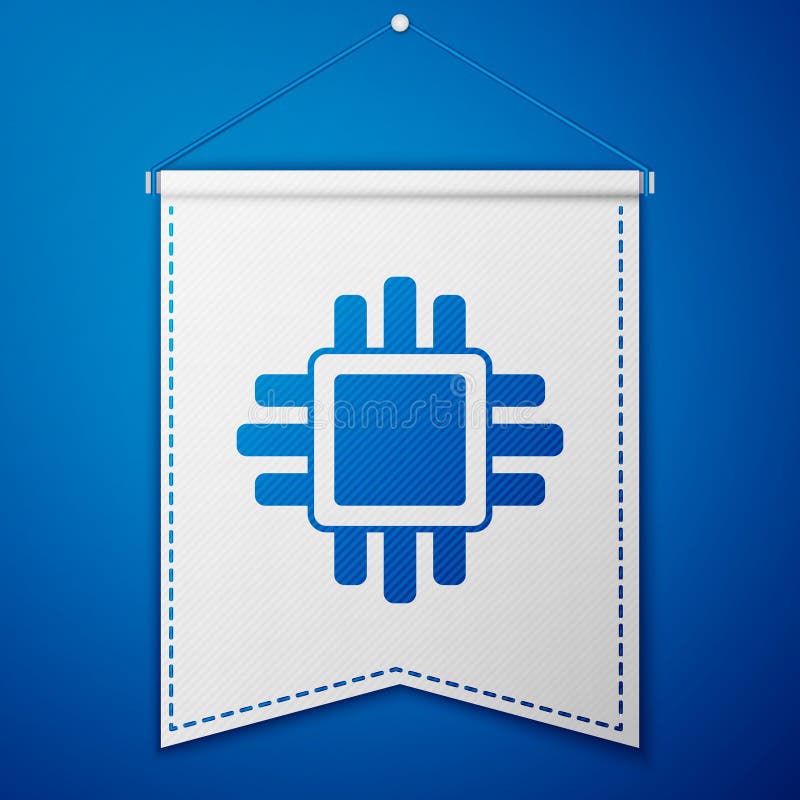 Blue Computer Processor With Microcircuits Cpu Icon Isolated On Blue Background Chip Or Cpu