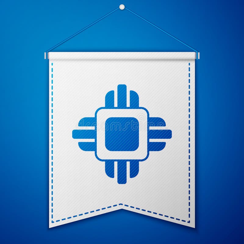 Blue Computer Processor With Microcircuits Cpu Icon Isolated On Blue Background Chip Or Cpu
