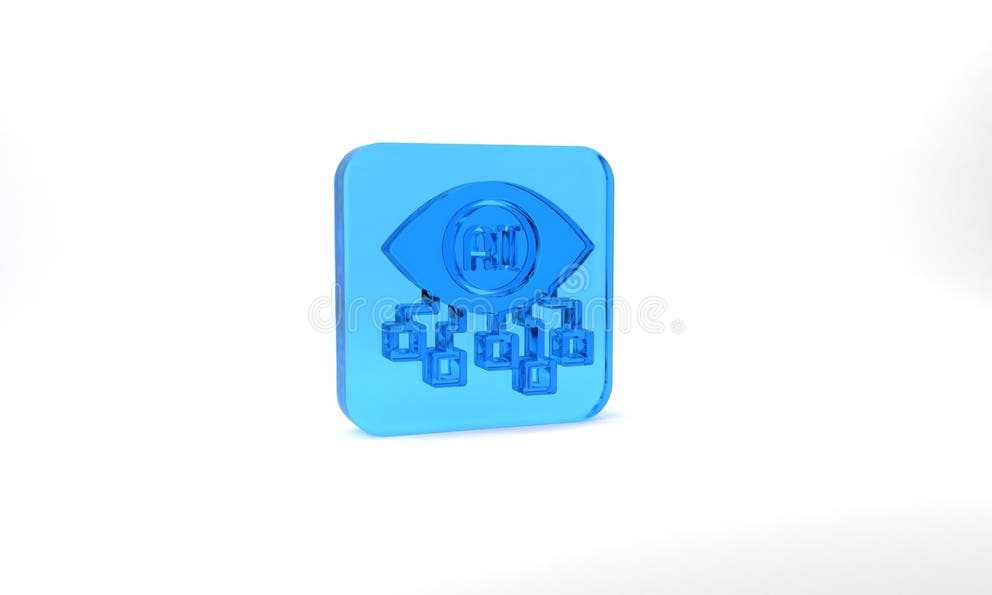 Blue Computer Vision Icon Isolated on Grey Background. Technical Vision ...