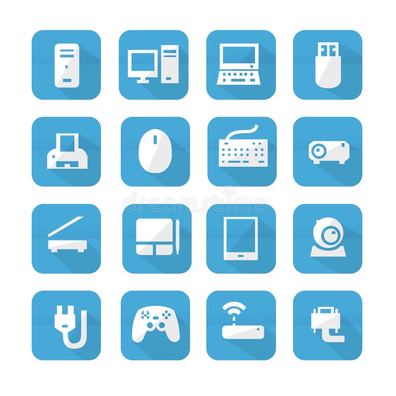 Blue Computers Device Icons Stock Vector - Illustration of mouse ...