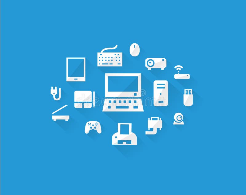 Blue Computers Device Icons Stock Vector - Illustration of smartphone ...
