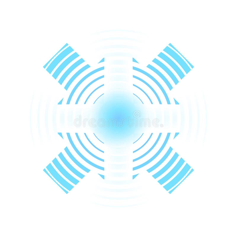 Blue Concentric Circles. Sonar Waves. Signal Source Isolated on White ...