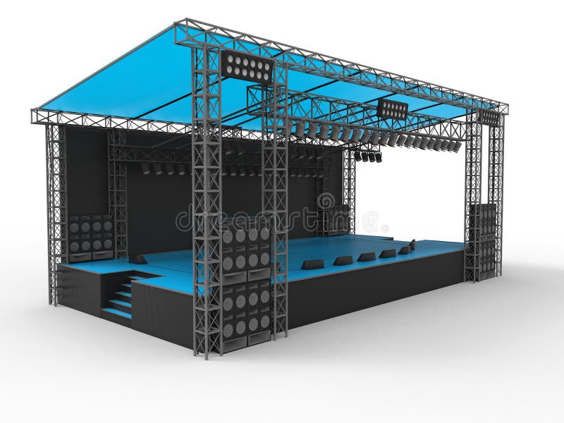 Blue concert stage stock illustration. Illustration of lightning - 78474921