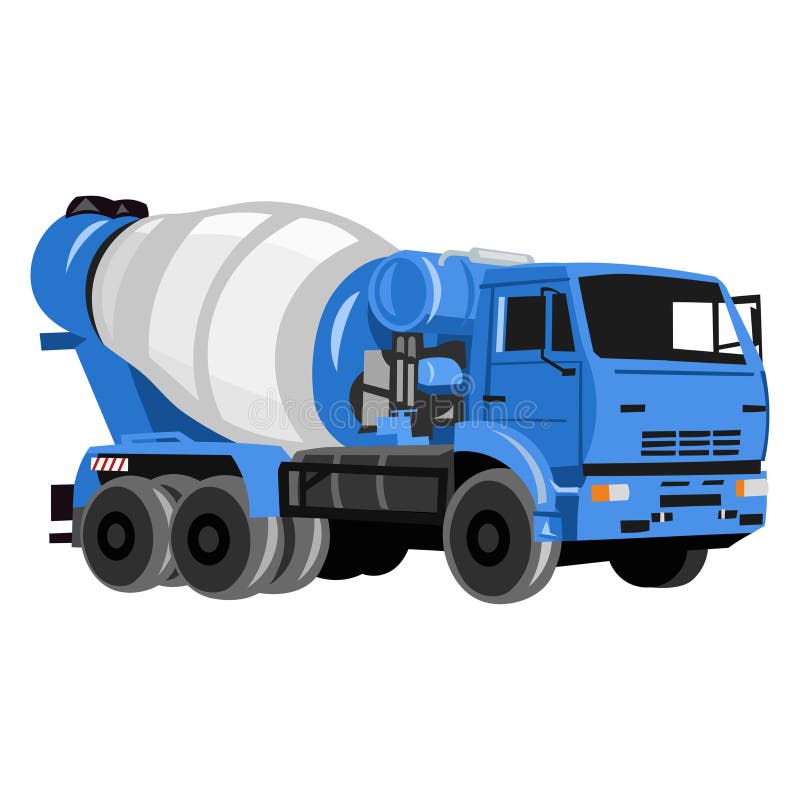 Blue Concrete Mixer Machine, Concrete Truck Vector Image on White ...