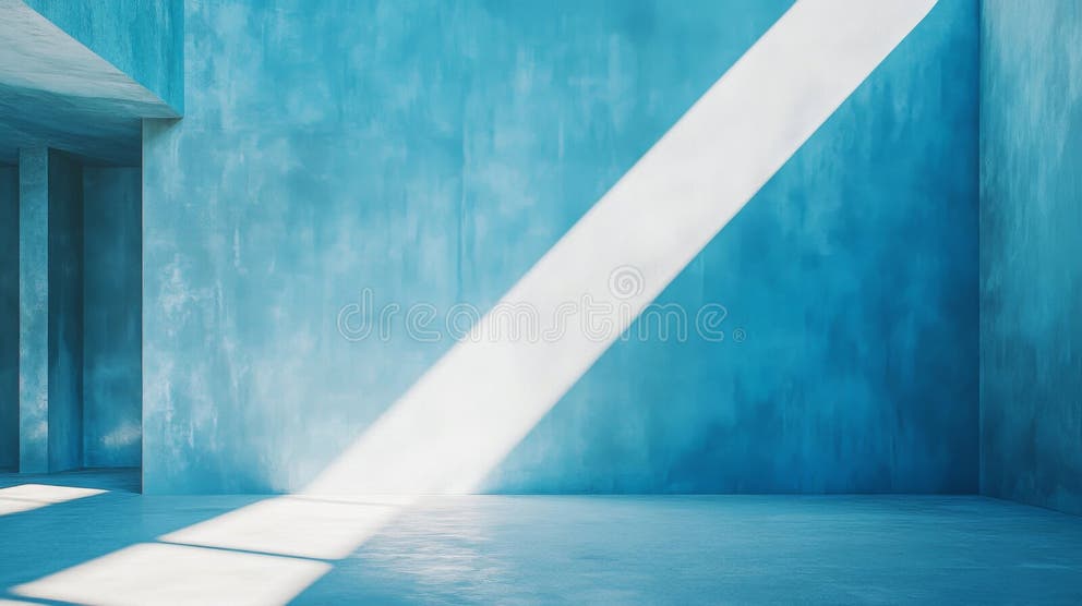 Blue Concrete Room with Diagonal Sunlight Stock Illustration ...