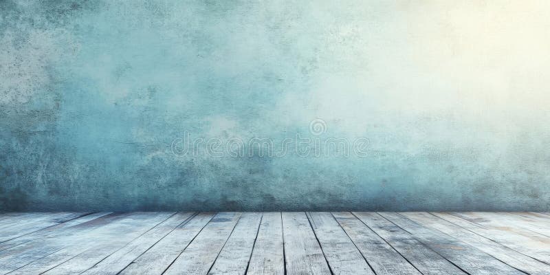 Blue Concrete Wall Meets Rustic Wooden Floor with Room Design Theme ...