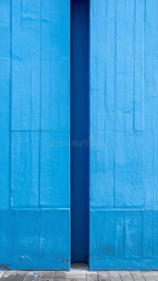 Blue Concrete Wall with Vertical Line and Gap Stock Illustration ...
