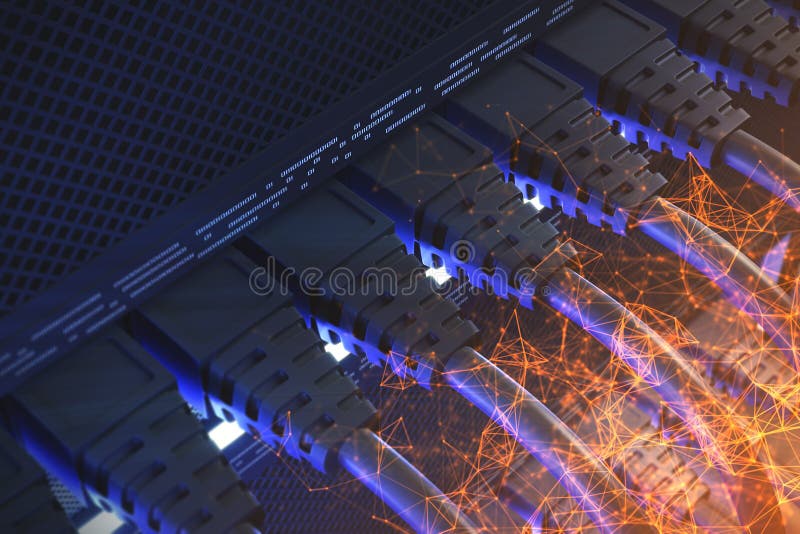 Blue Connection Lan Wires Communication Double Stock Illustration ...