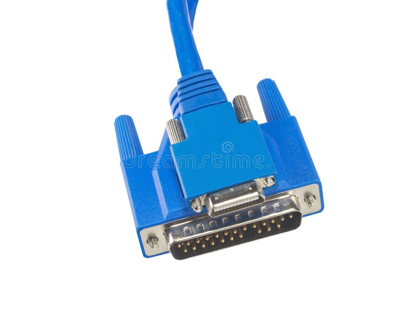Blue Connectors for Computer on White Stock Image - Image of device ...