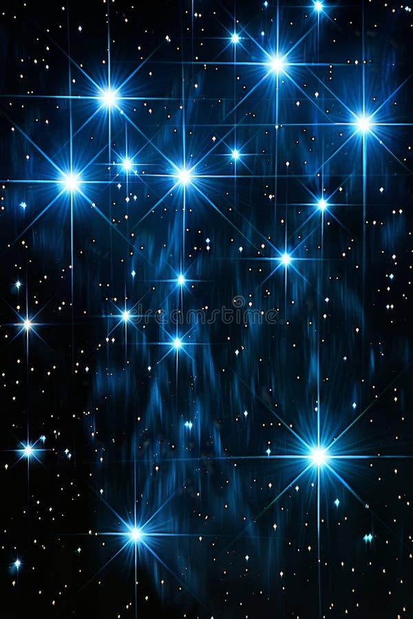 Blue Constellation, Sparkling Stars on Black Background, Formation ...