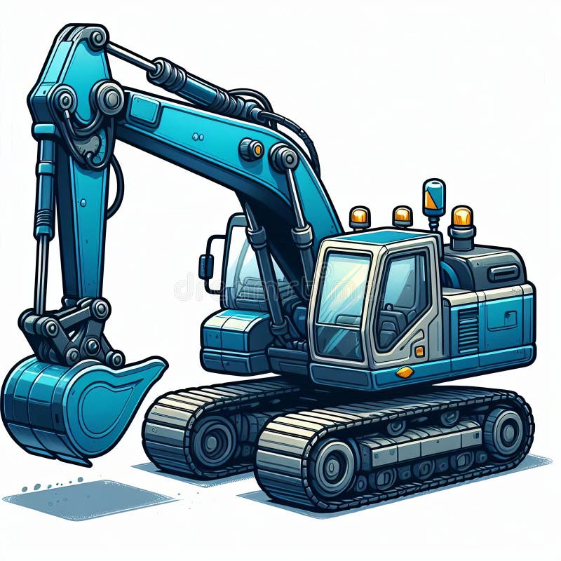Blue Construction Digger stock illustration. Illustration of ...
