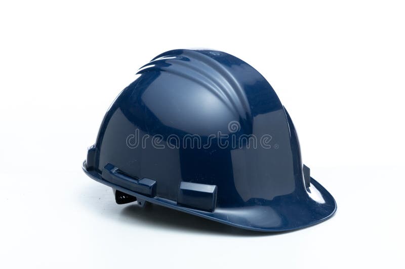 Blue Construction Hard Hat on White Background Stock Photo - Image of ...