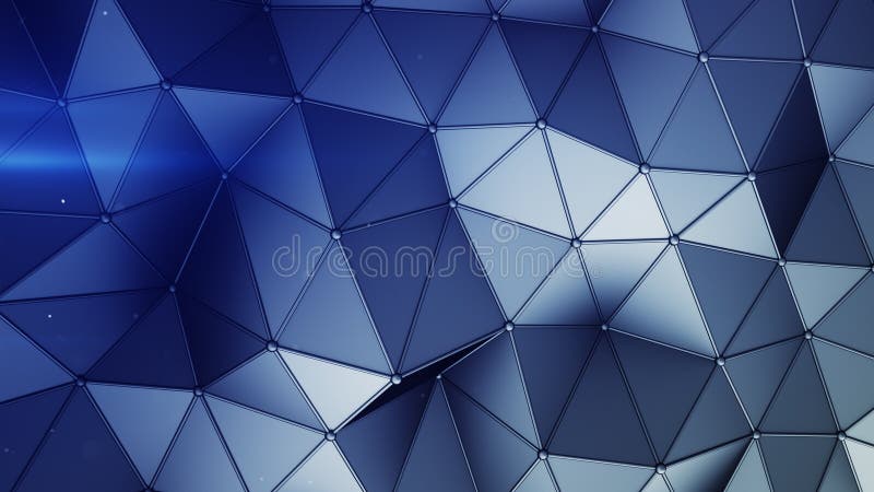 Blue Low Poly Connection Structure 3D Rendering Stock Illustration ...