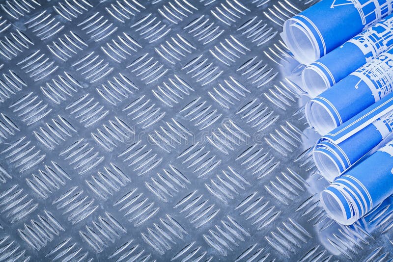 Blue Construction Plans on Grey Background Front View Maintenanc Stock ...