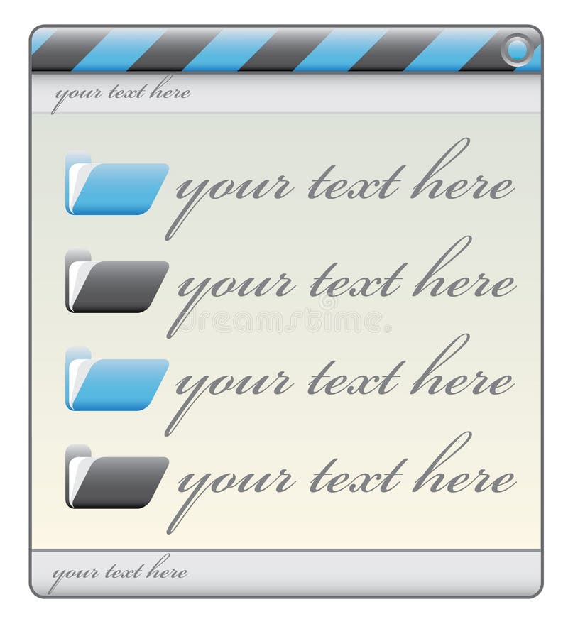 Blue Construction Window Label with Folders and Te Stock Vector ...