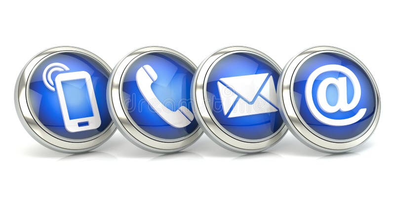 Blue Contact Icons, 3D Illustration Stock Illustration - Illustration ...